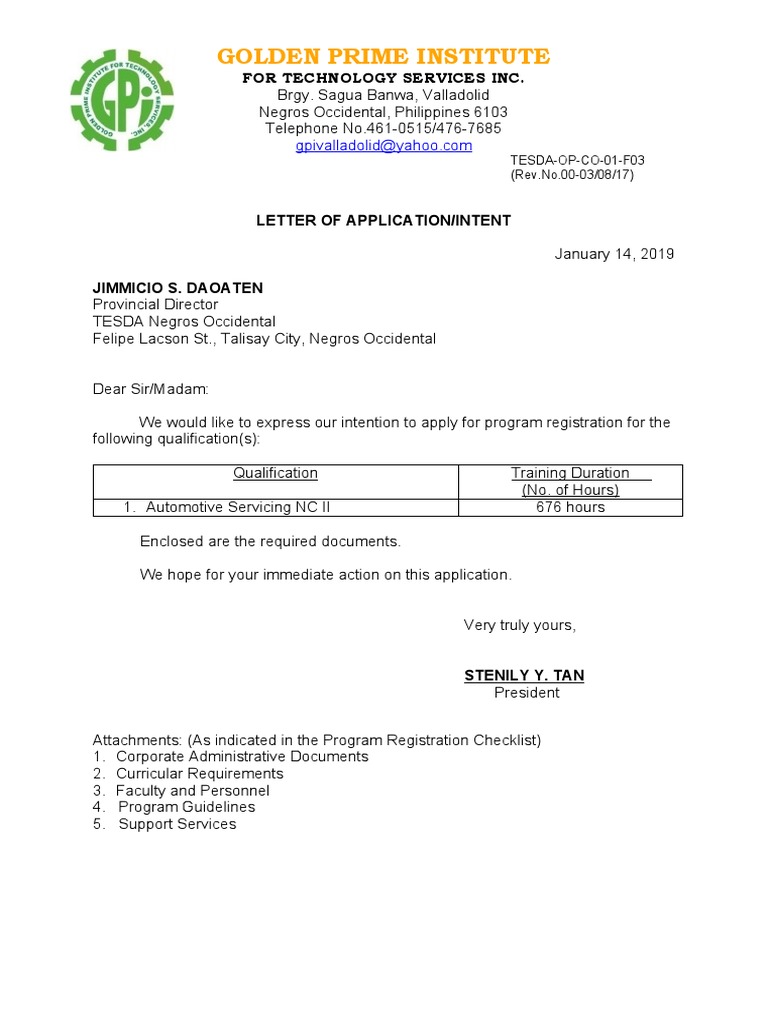 GPI Letter of Intent | PDF