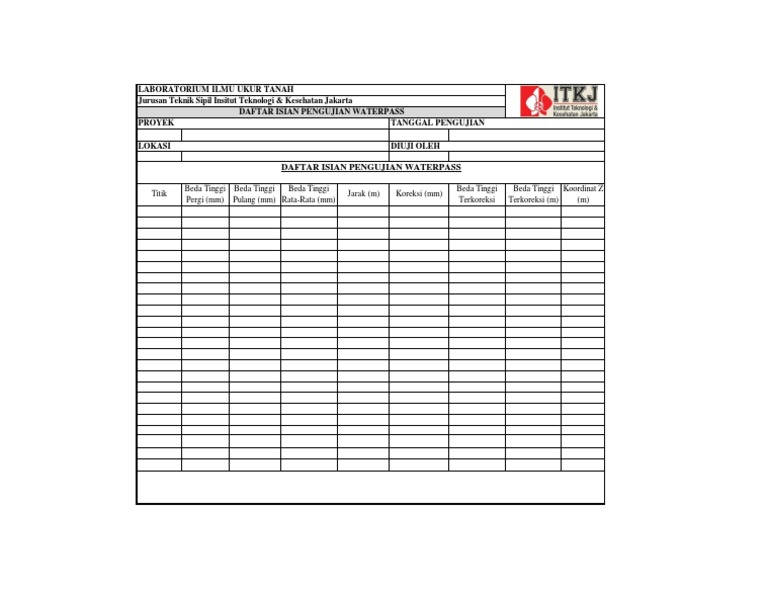 Form Pengujian Waterpass PDF | PDF