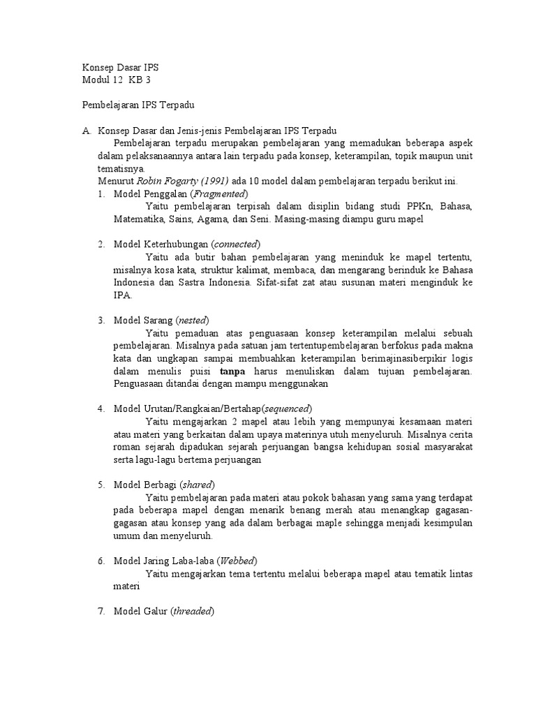 Konsep Dasar IPS KB 3 | PDF