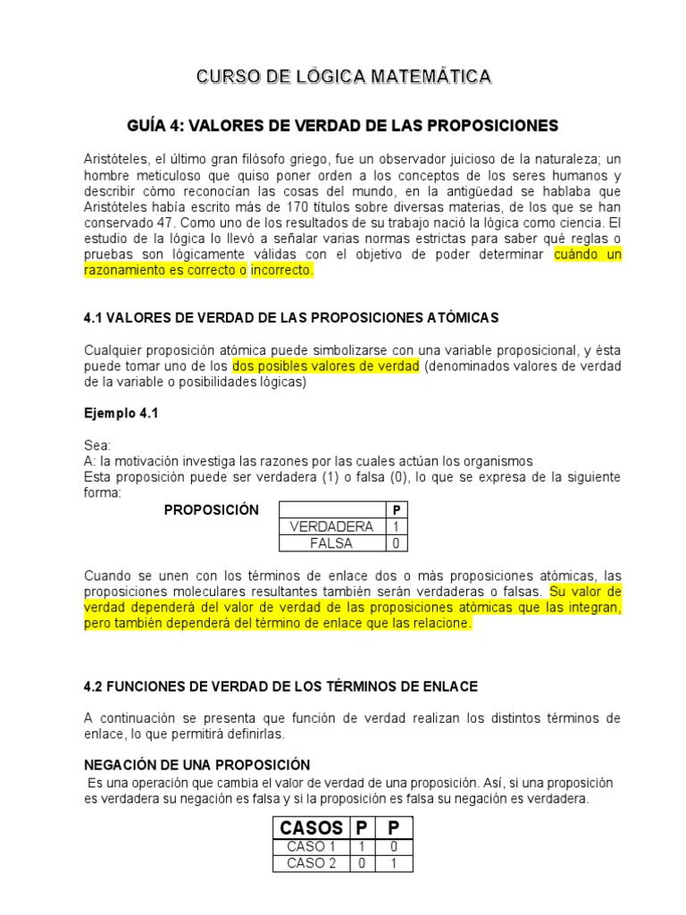GUIA 4. Tablas de Verdad | PDF | Proposición | Verdad