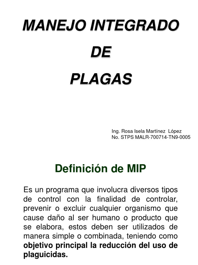 Presentación 6. MANEJO INTEGRADO DE PLAGAS | PDF | Pesticida | Plaga (organismo)