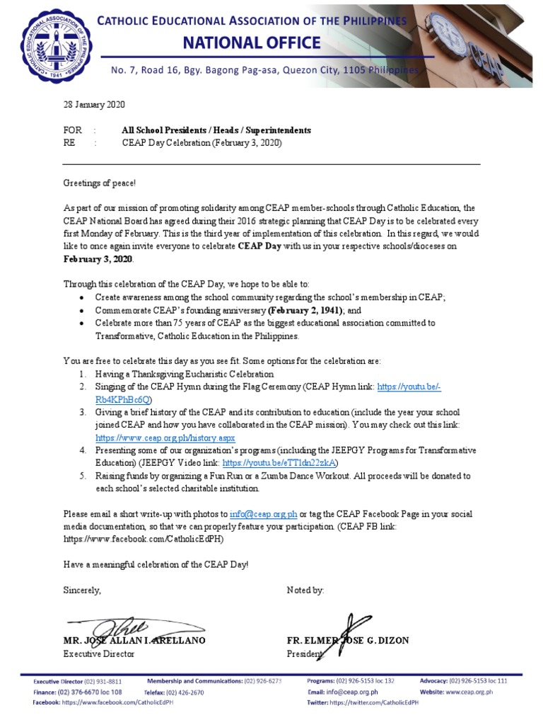 CEAP Day Celebration Guidelines 2020 | PDF