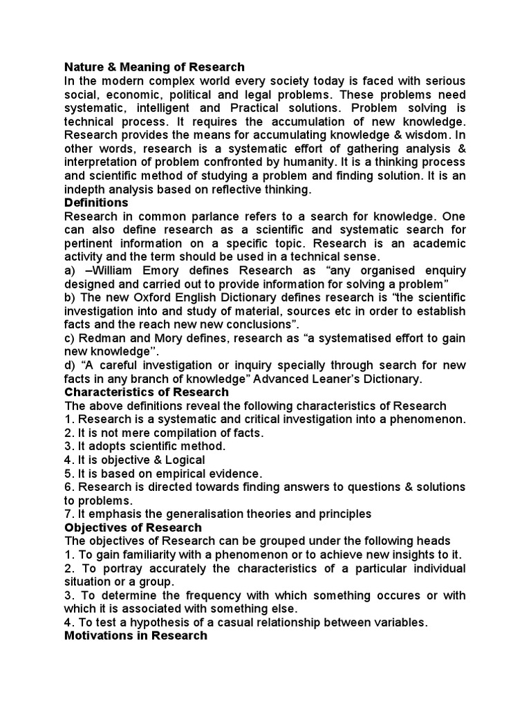 Nature & Characteristics of Research | PDF | Quantitative Research ...
