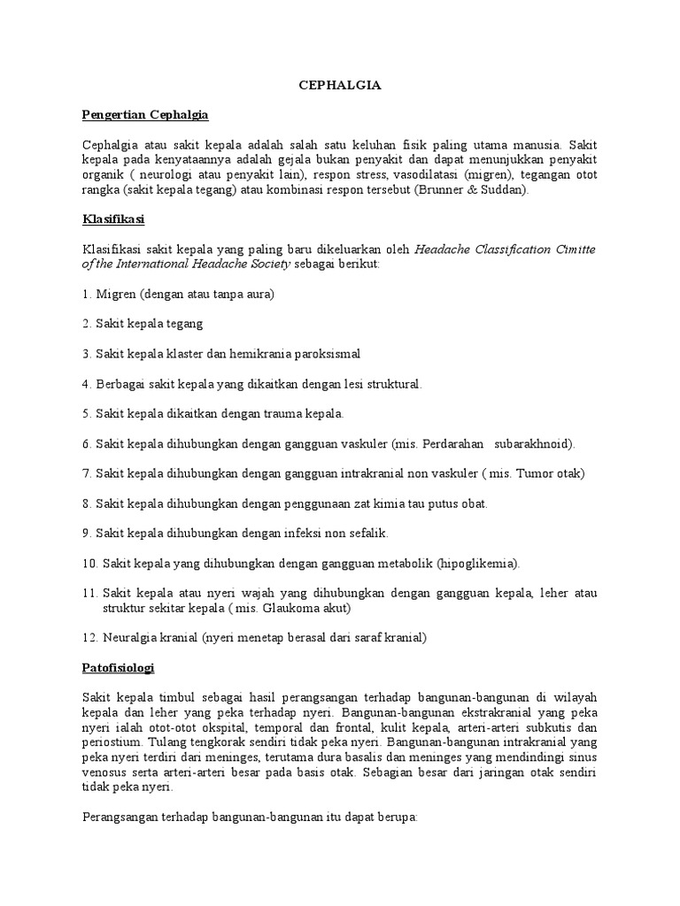 Askep Cephalgia | PDF | Kesehatan Holistik | Sains & Matematika
