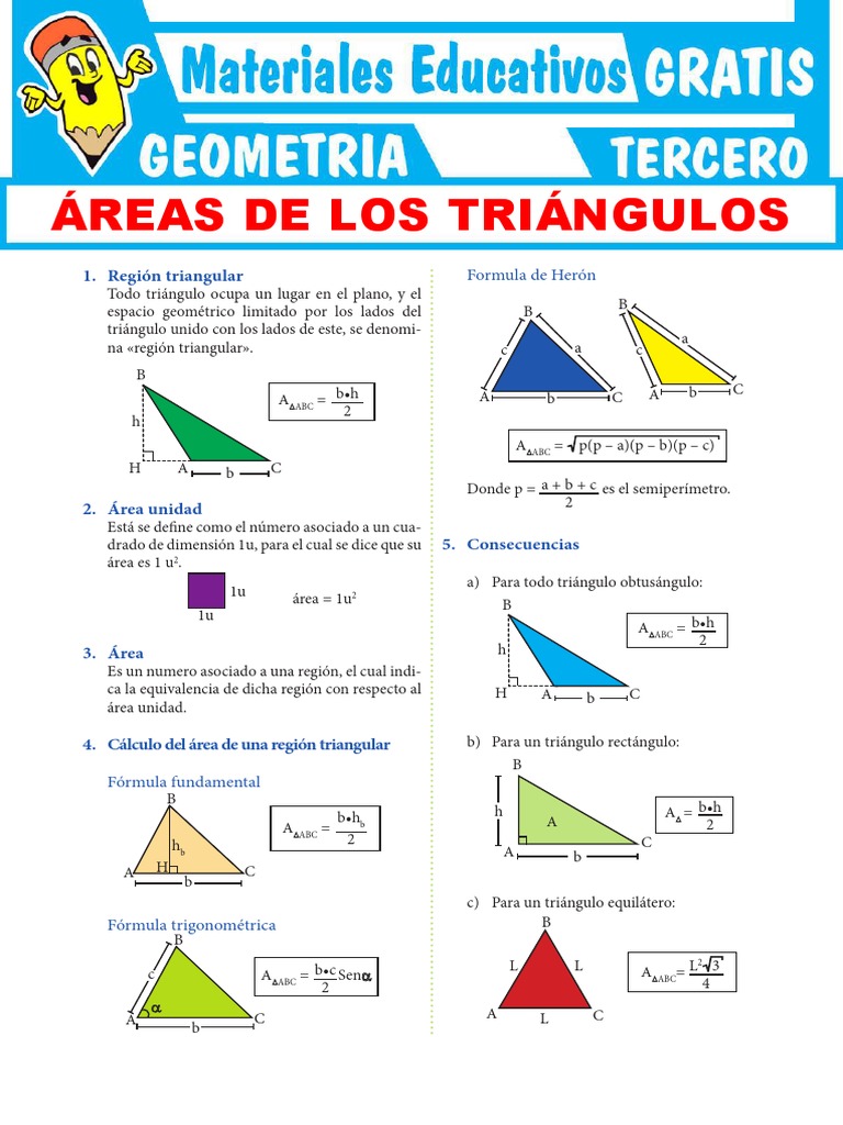 Cálculo de Áreas de Triángulos | PDF | Triángulo | Objetos geométricos