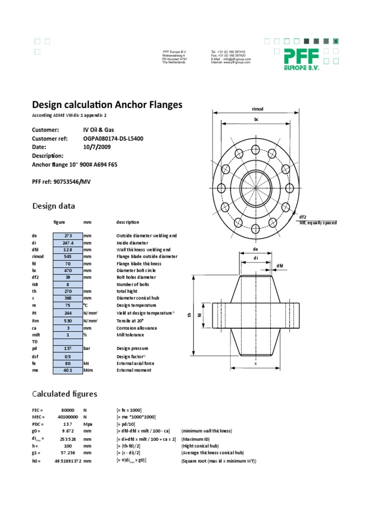Anchor Flange Design Calculations | PDF | Materials | Mechanical ...