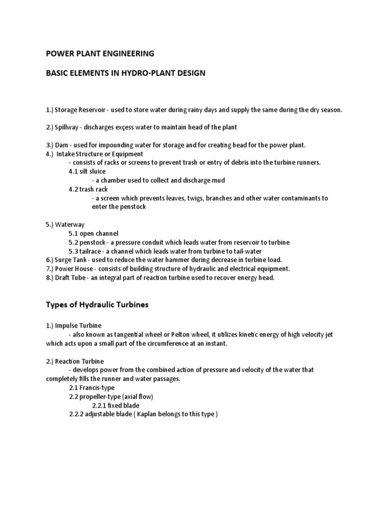 Hydroelectric Power Plant Design Essentials | PDF | Energy Technology ...