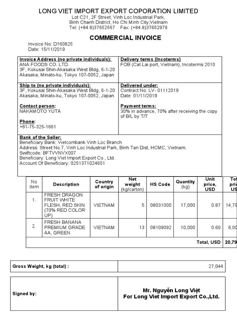 Commercial Invoice | PDF | Vietnam | Business