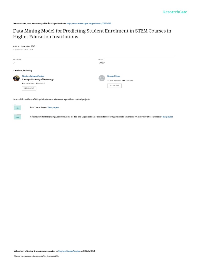 Data Mining Model For Predicting Student Enrolment | PDF | Predictive Analytics | Statistical ...