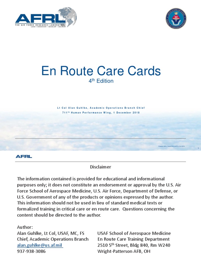 En Route Care Cards 4th Edition Cleared | PDF | Pneumonia | Clinical ...