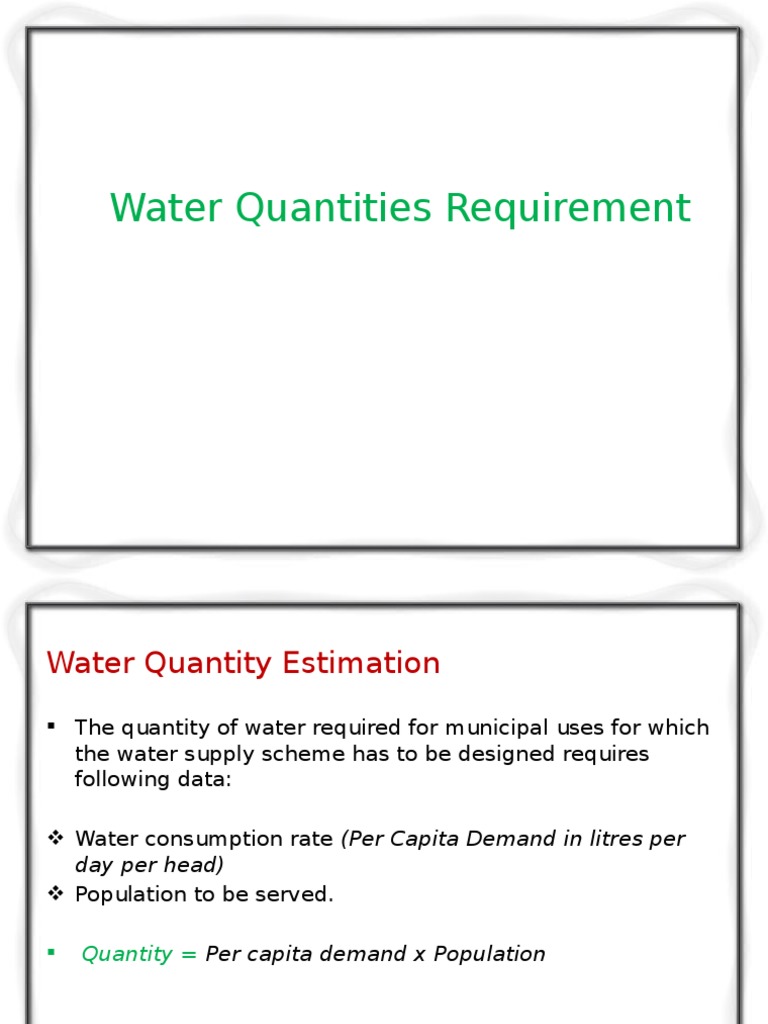 Water Requirements | PDF | Demand | Water Supply