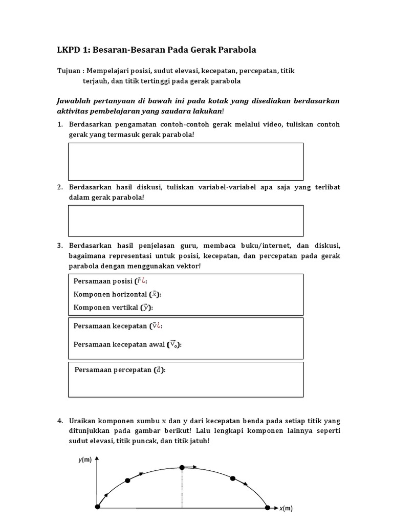 LKPD 1 Gerak Parabolik Dan Melingkar | PDF