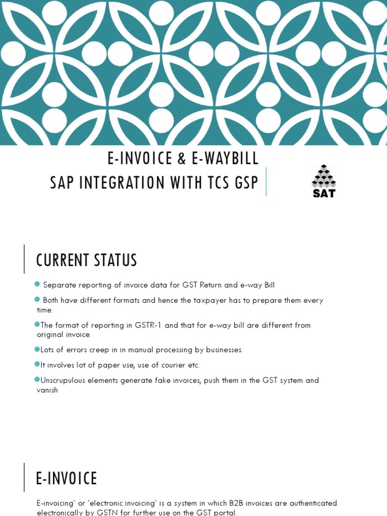 SAT - TCS - Einvoice & Ewaybill Solution PDF | PDF | Invoice | Business