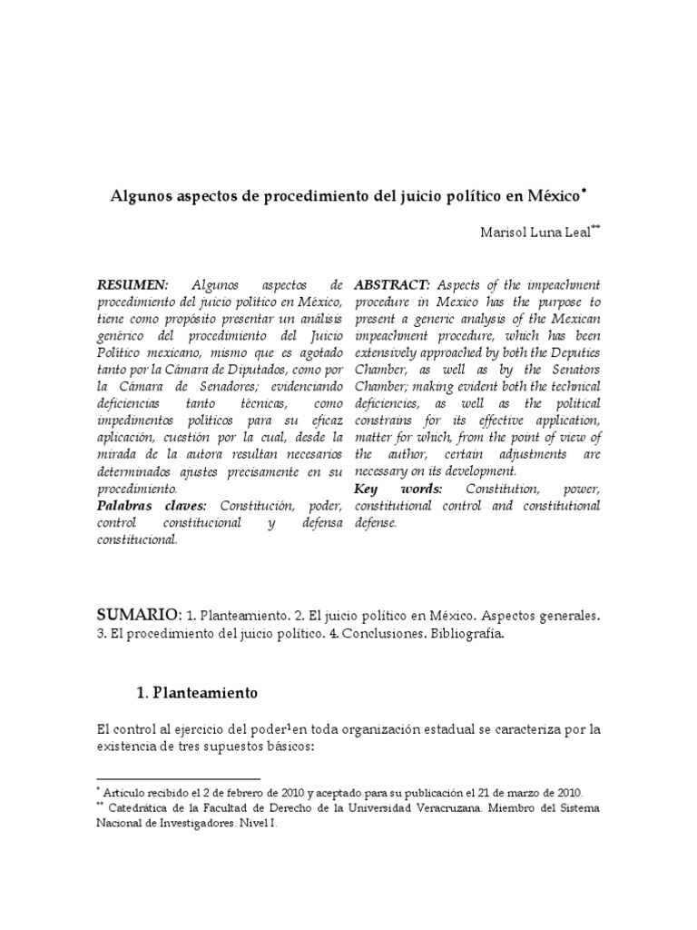 Juicio Político México PDF | PDF | Constitución | Ley procesal