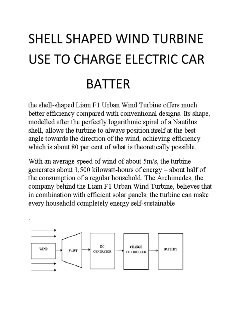 Shell Shaped Wind Turbine Use To Charge Electric Car | PDF