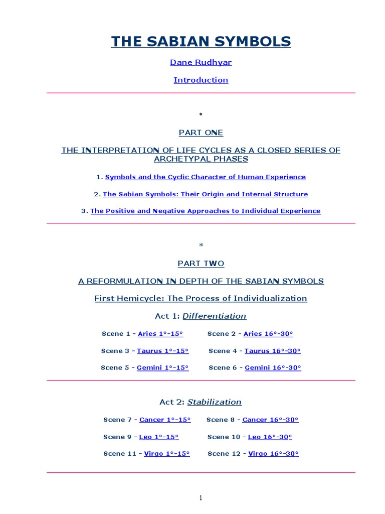 THE SABIAN SYMBOLS - Printed | PDF | Consciousness | Metaphysics