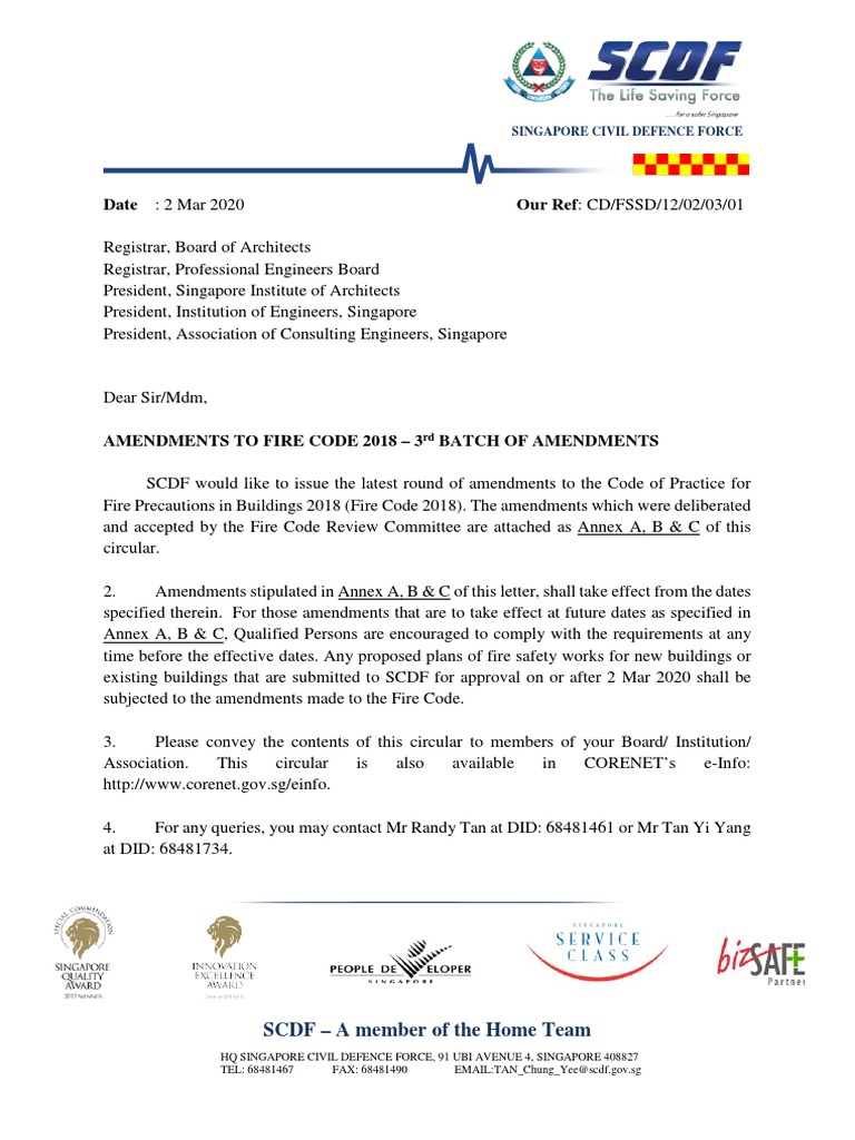 CIRCULAR-AMENDMENTS TO FIRE CODE 2018 - 3rd BATCH OF AMENDMENTS PDF ...