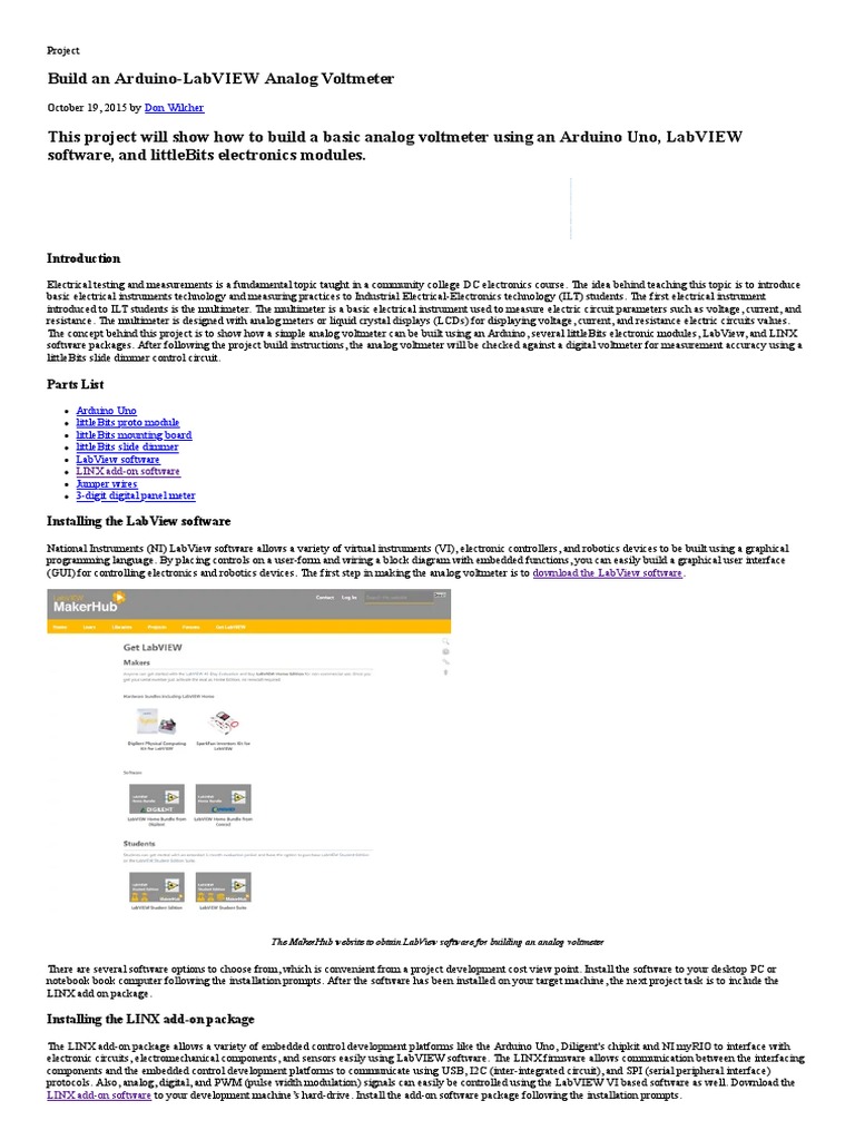Build An Arduino-LabVIEW Analog Voltmeter - Projects | PDF | Electronic ... Build An Arduino-LabVIEW Analog Voltmeter - Projects | PDF | Electronic ...