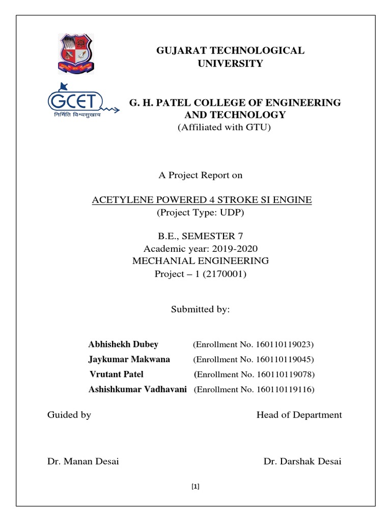 Acetylene Powered Engine Report GTU | PDF | Fuels | Carburetor