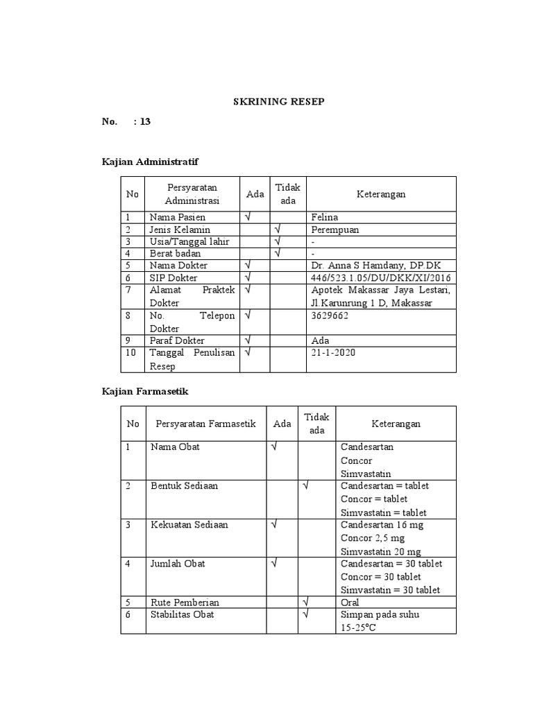 Skrining Resep | PDF