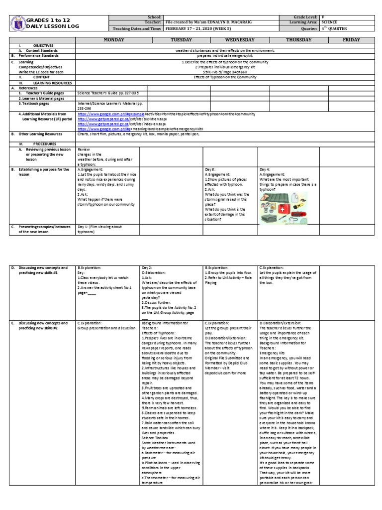DLL - Science 5 - Q4 - W5 | PDF | Differentiated Instruction | Teachers