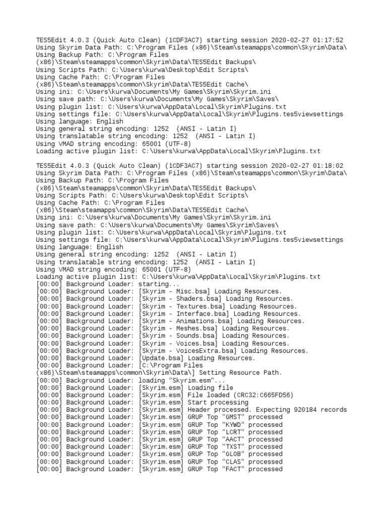 TES5Edit_log.txt | Text File | Computer File