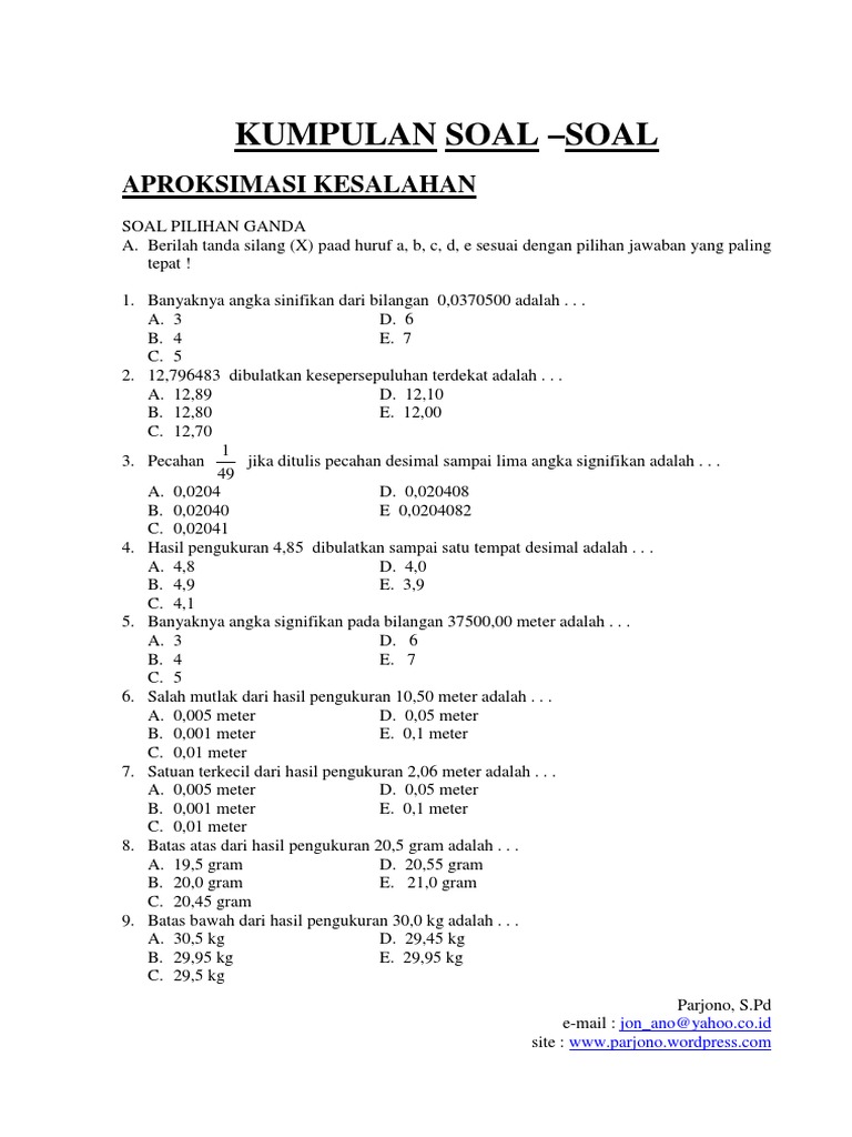 Kumpulan Soal Aproksimasi Kesalahan | PDF