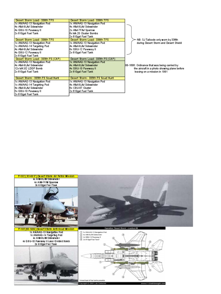 Desert Storm F-15 Eagle Loadouts | PDF | Mc Donnell Douglas F 15 Eagle ...