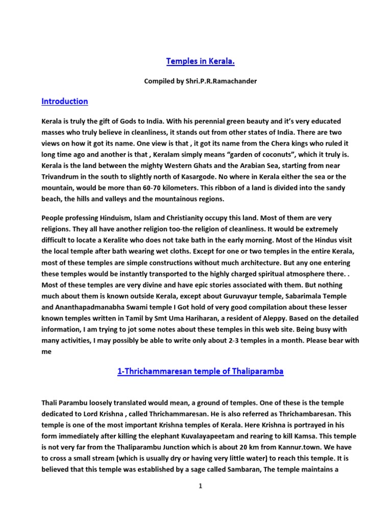 Temples in Kerala PDF | PDF | Hindu Literature | Hindu Deities