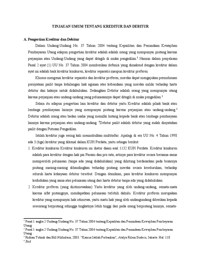 Tinjauan Umum Tentang Kreditur Dan Debitur | PDF