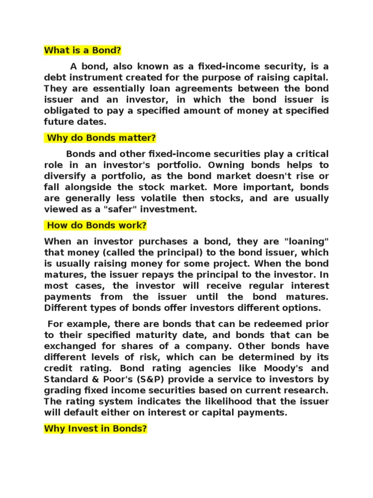 BONDS | PDF | Fixed Income | Bonds (Finance)