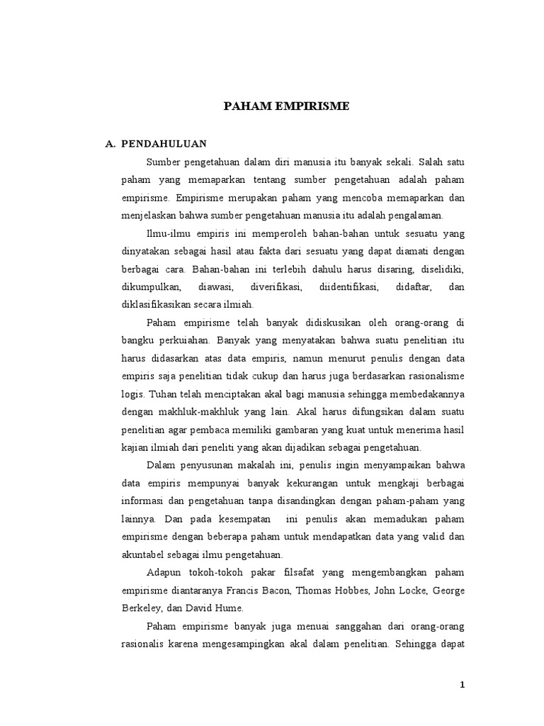 Memahami Paham Empirisme dalam Filsafat | PDF
