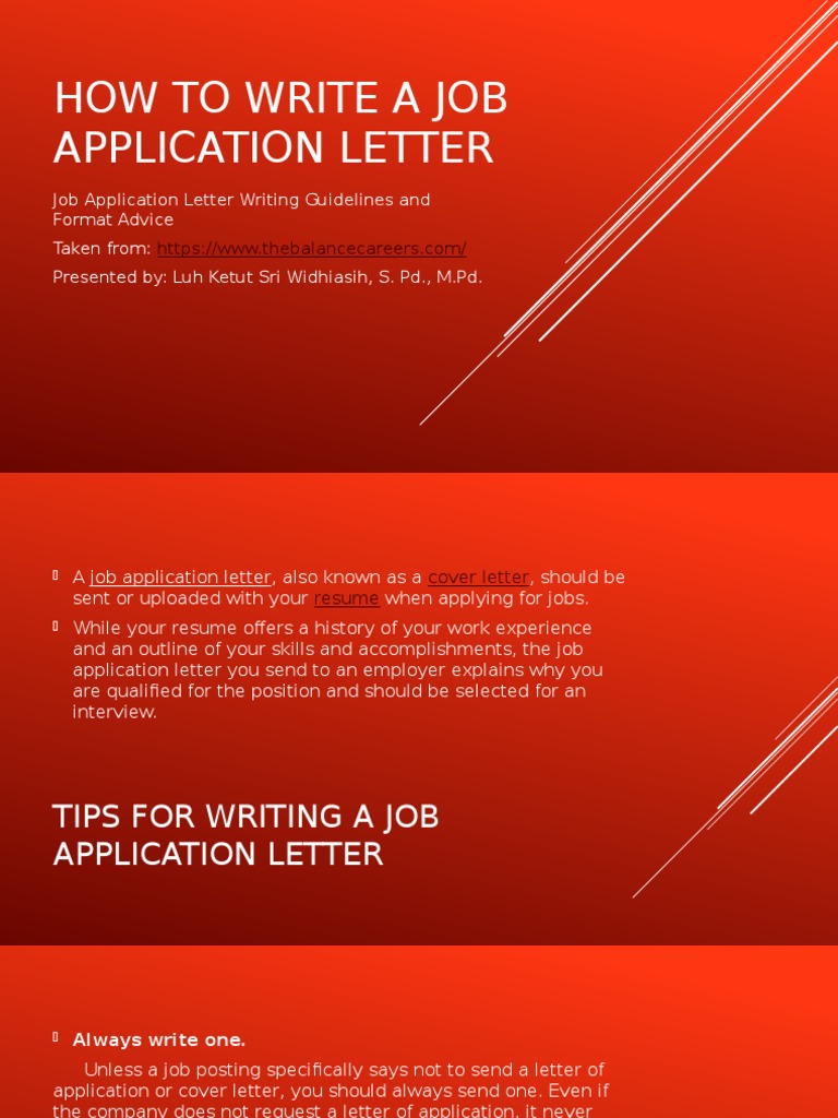 How To Write A Job Application Letter | PDF | Résumé | Communication