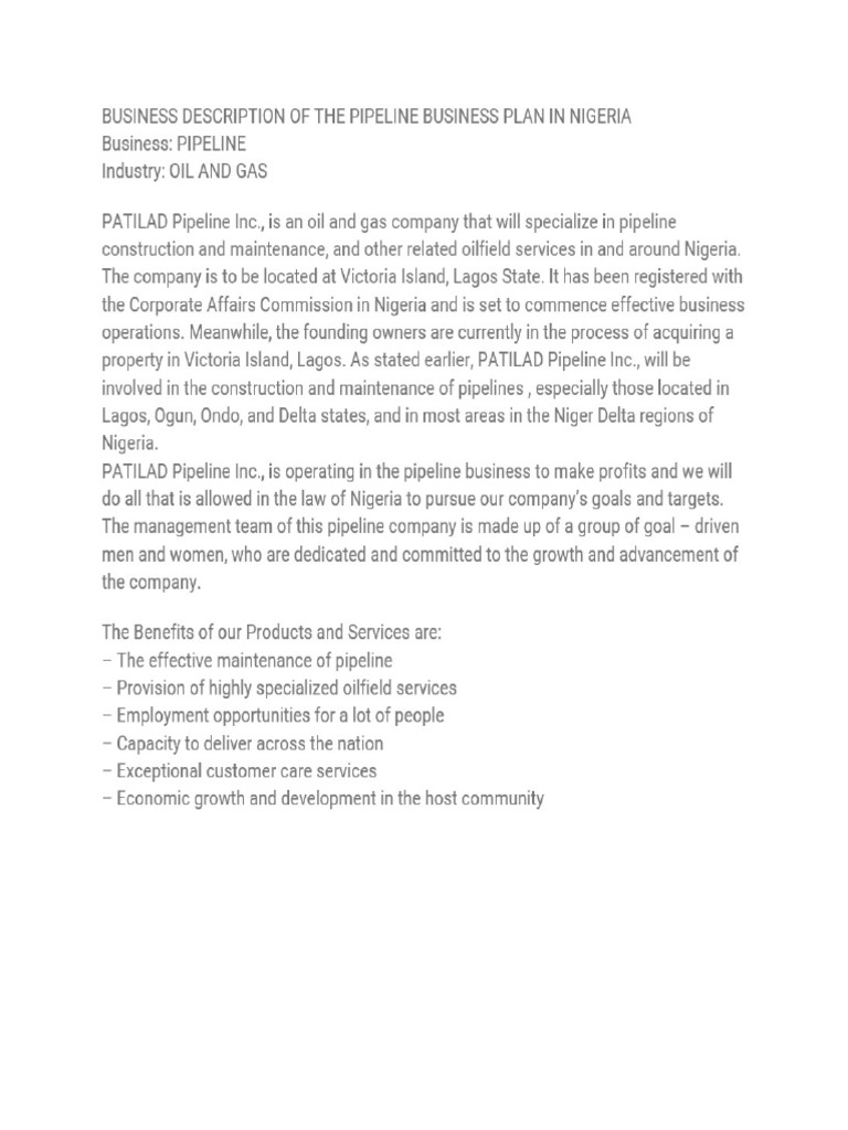 Pipeline Business Plan | PDF