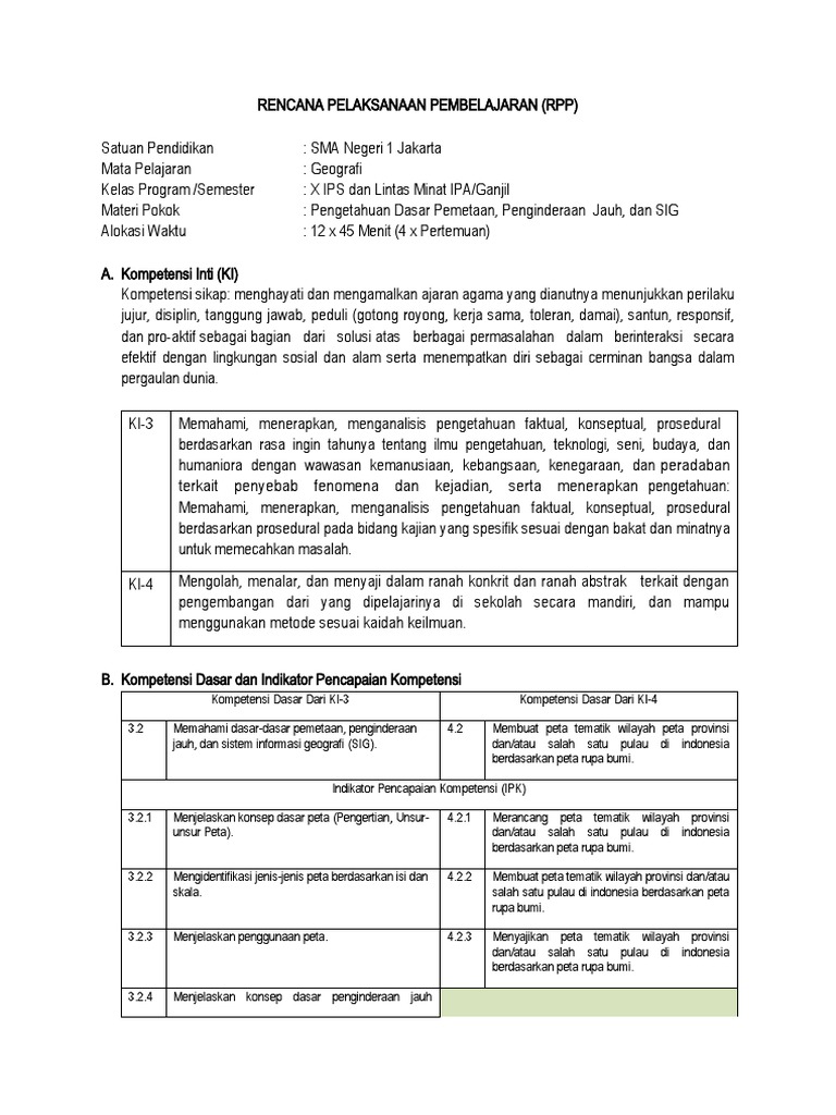 RPP KD.3.2 Pengetahuan Dasar Pemetaan | PDF