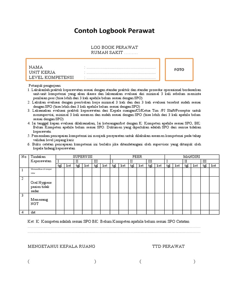 Contoh Logbook Perawat | PDF | Karier & Perkembangan | Pengelolaan Keuangan & Uang