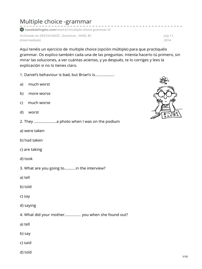 Multiple Choice - Grammar | PDF | Sustantivo | Plural