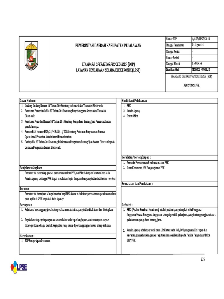 SOP Registrasi PPK PDF | PDF