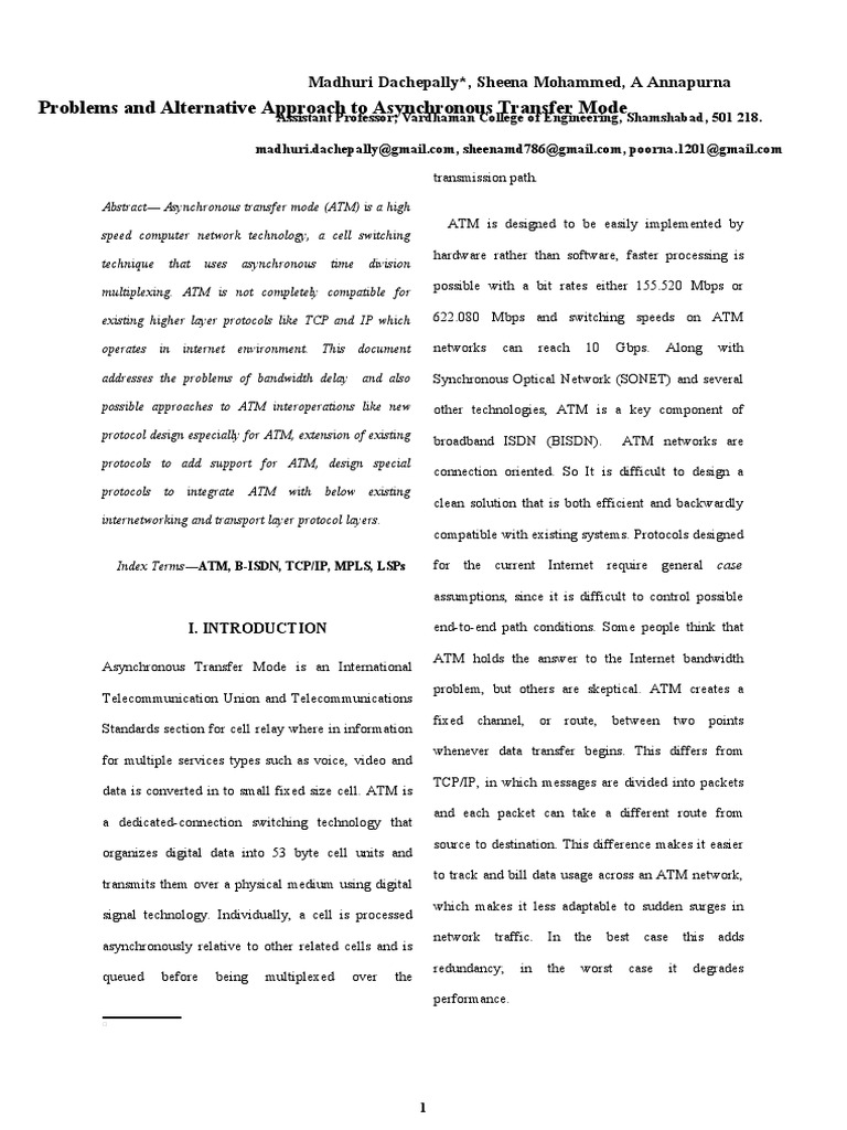 Problems and Alternative Approach To Asynchronous Transfer Mode | PDF | Multiprotocol Label ...
