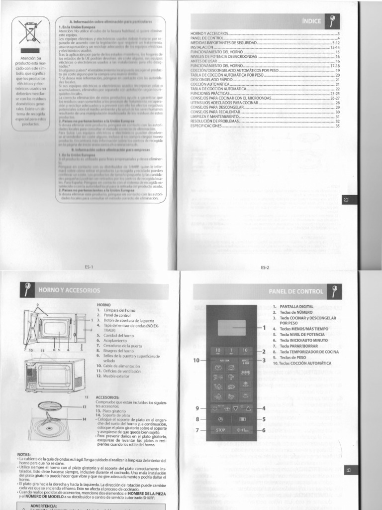 Manual Microondas Sharp R270 | PDF | Estufa de cocina | Huevo como alimento