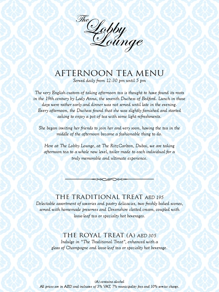 Afternoon Tea Menu PDF | PDF | European Cuisine | Regional & Ethnic Food