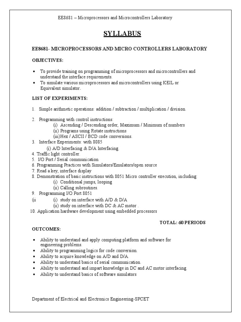 EE8681-Microprocessors and Microcontrollers-Lab Manual-Converted11 | PDF | Microcontroller ...