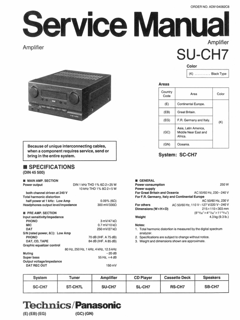 Technics SU-CH7 Stereo Amplifier - Service Manual | PDF