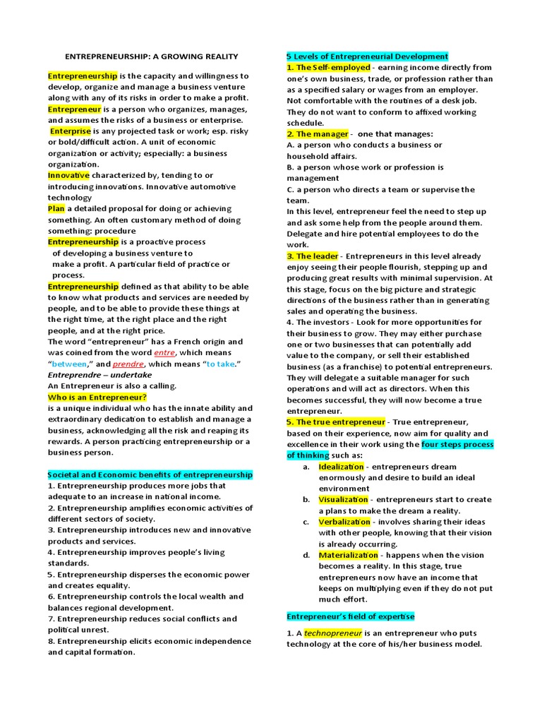 Entrep Handouts 1 | PDF | Entrepreneurship | Economies