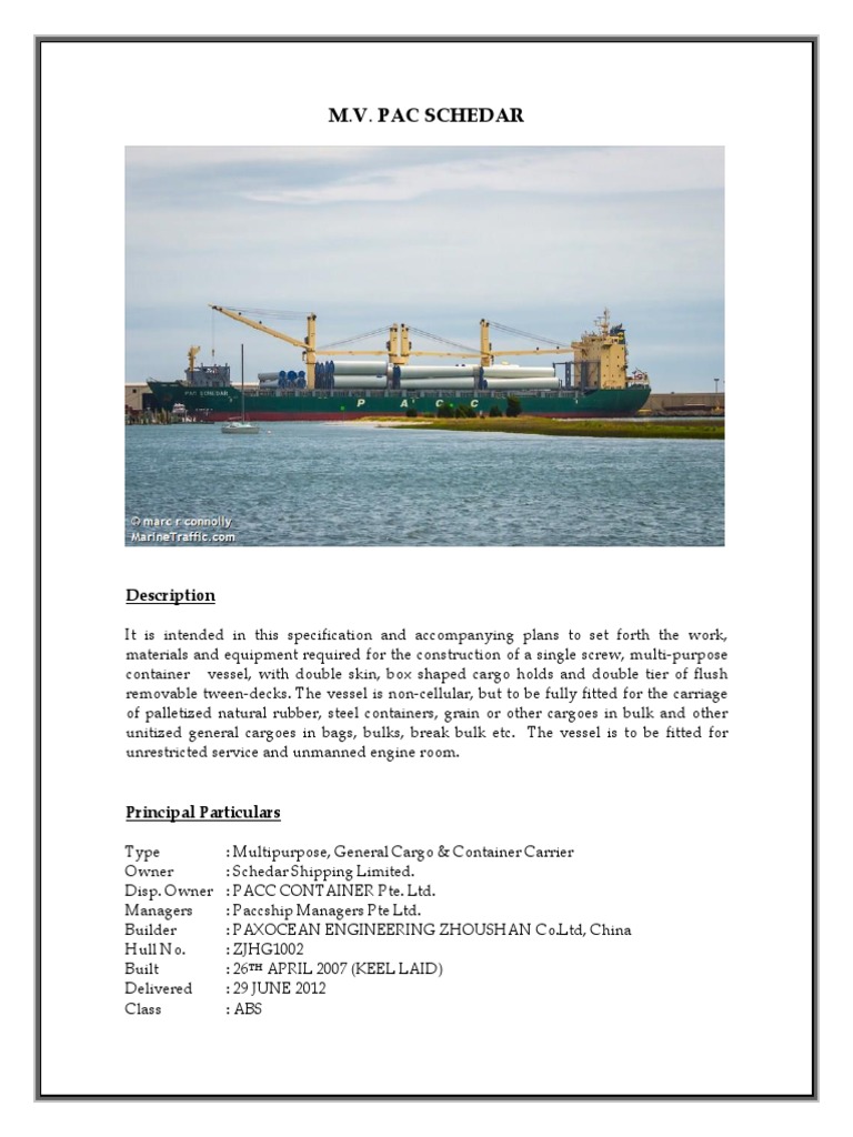 Pac Schedar Specs (New) | PDF | Ships | Shipping