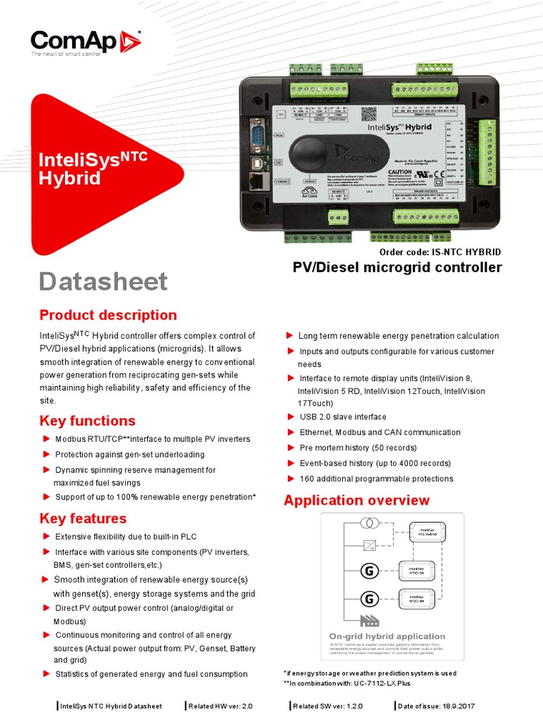 InteliSys-NTC Hybrid - Datasheet | PDF | Distributed Generation | Electricity
