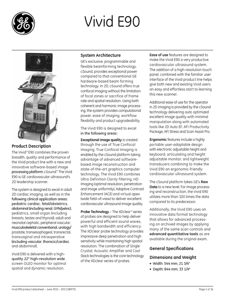 Vivid E90 US v14 | PDF | Medical Ultrasound | Medical Imaging