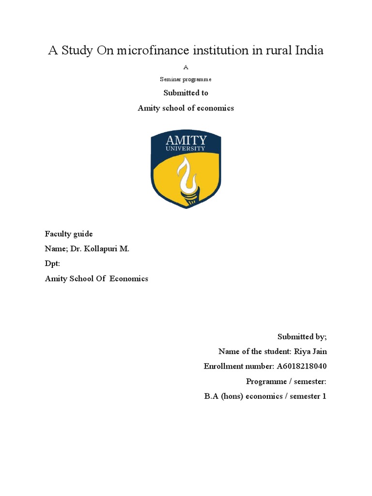 NTCC Final Report by Riya Jain | PDF | Microfinance | Loans