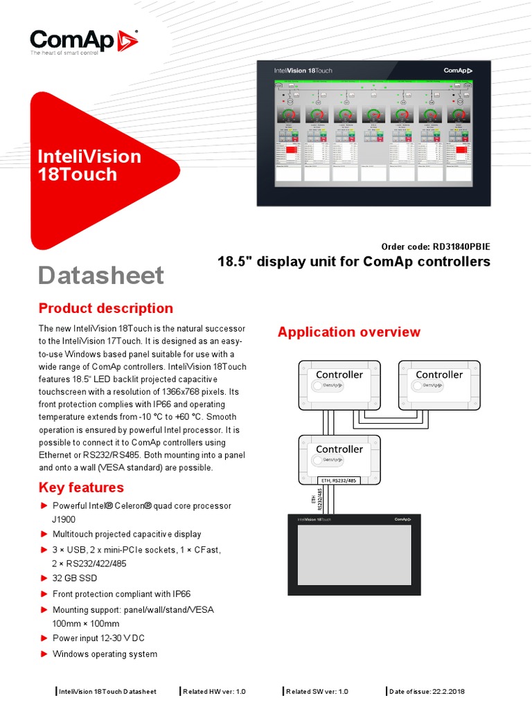 InteliVision 18touch - Datasheet | PDF | Touchscreen | Usb