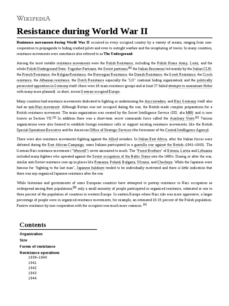 Resistance During World War II | PDF | Resistance During World War II ...